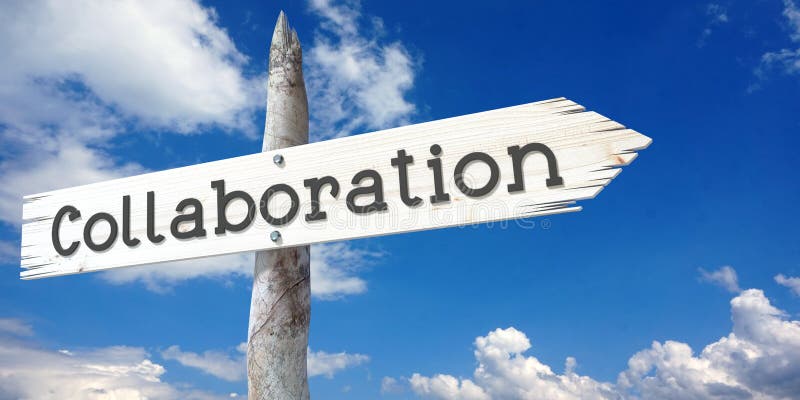 Collaboration - Wooden Signpost with One Arrow Stock Illustration ...