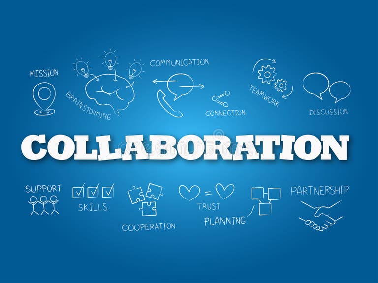 Collaboration Word on Light Blue Background. Vector Illustration Stock ...