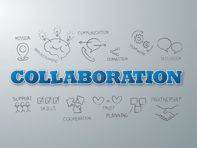 Collaboration Blue Word on Light Background. Vector Illustration Stock ...