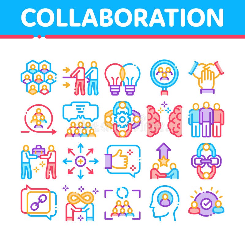 Collaboration Work Isometric Icons Set Vector Stock Vector ...