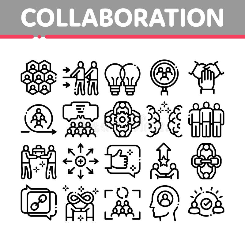 Collaboration Work Collection Icons Set Vector Stock Vector ...