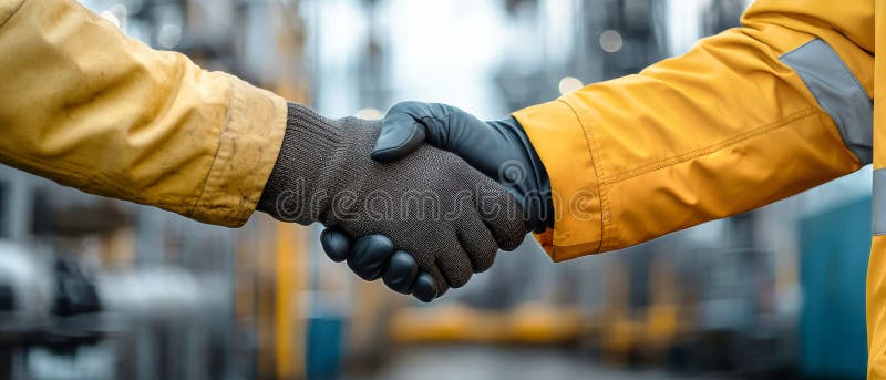 Collaboration between Workers in Yellow Jackets at an Oil and Gas ...