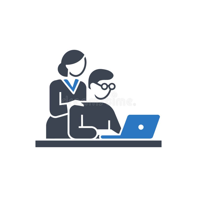 Collaboration Workspace Laptop Icon Stock Vector - Illustration of ...