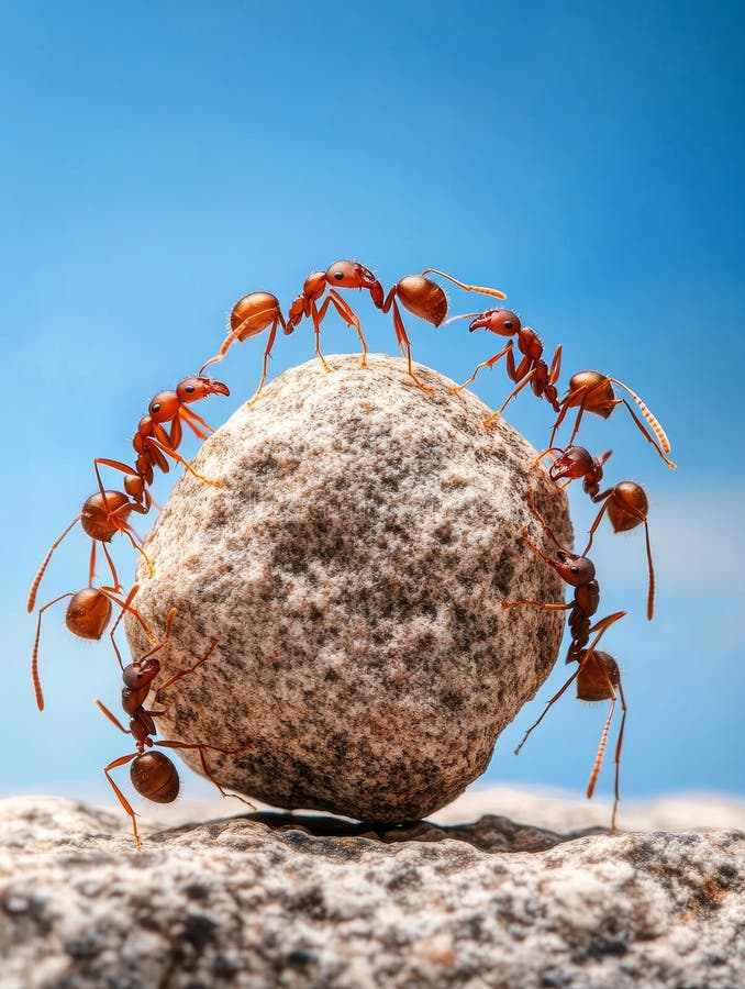 Collaborative Ants Moving a Stone Together a Striking Scene of Teamwork ...