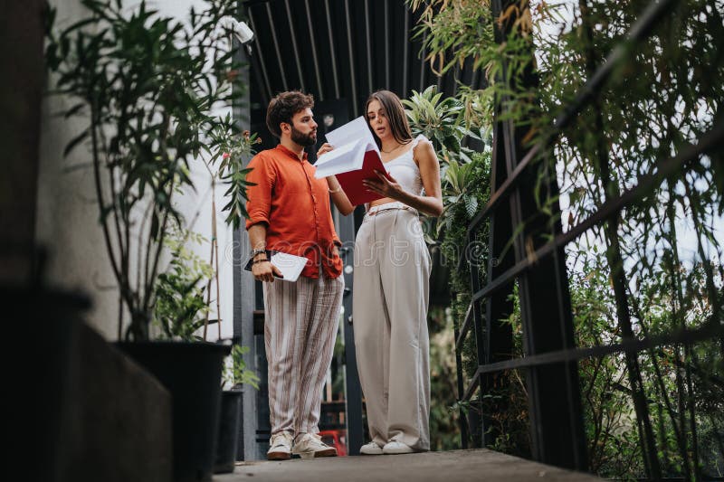 Collaborative Architects Discussing Blueprint at Construction Site ...