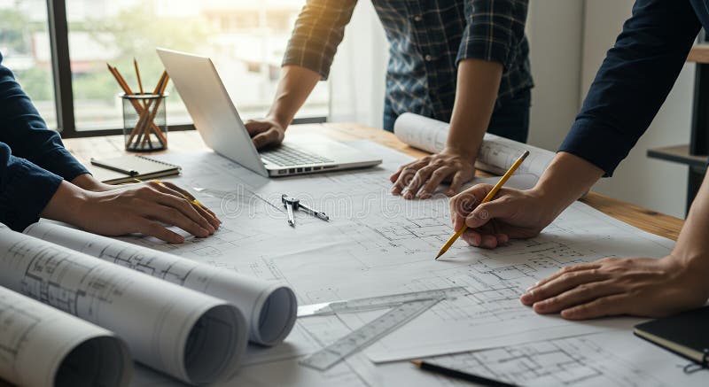 Architectural Design Collaboration Teamwork, Blueprints, and Innovation ...