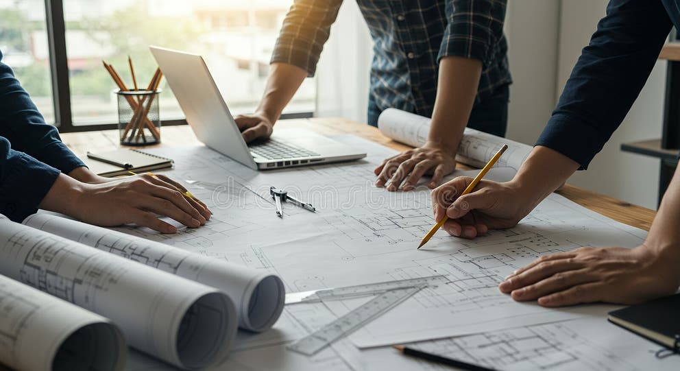 Architectural Design Collaboration Teamwork, Blueprints, and Innovation ...