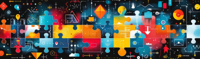 Collaborative Back-to-school Background, Interconnected Geometric ...