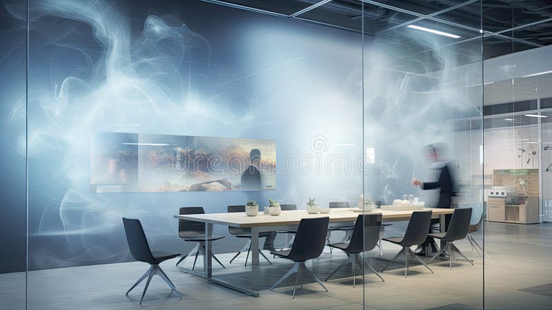 Collaborative Blurred Gray Office Interior Wall Stock Illustration ...
