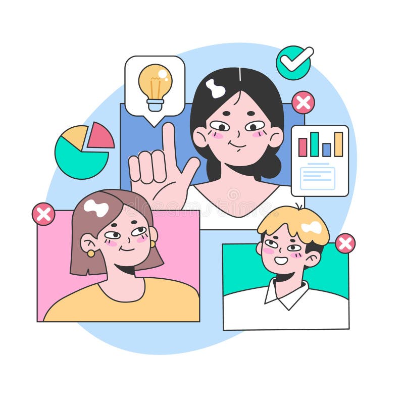 Collaborative Brainstorming Concept. Flat Vector Illustration. Stock ...