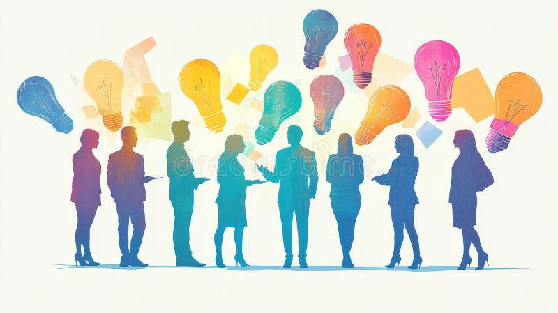 Collaborative Brainstorming Diverse Team Working Together Generating ...