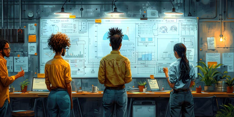 Collaborative Brainstorming Session - Diverse Team Stock Illustration ...