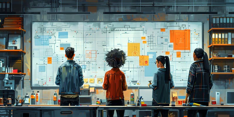 Collaborative Brainstorming Session - Diverse Team Stock Illustration ...