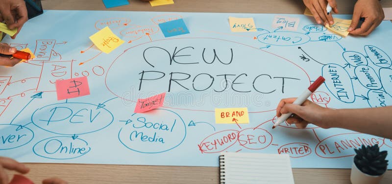 Collaborative Brainstorming Session for a New Project with Colorful ...