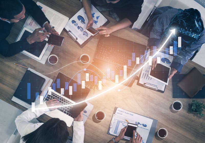 Collaborative Business Meeting with Data Analysis, Graphs, and ...