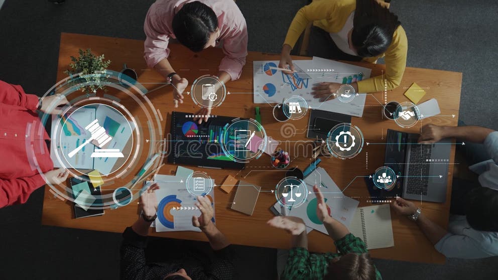 Collaborative Business Meeting with Digital Analytics, Charts, Graphs, and Decision-Making Tools ...