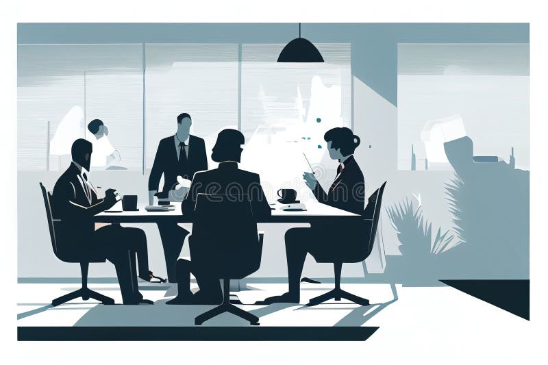 Collaborative Business Meeting - Generated with AI Stock Illustration ...