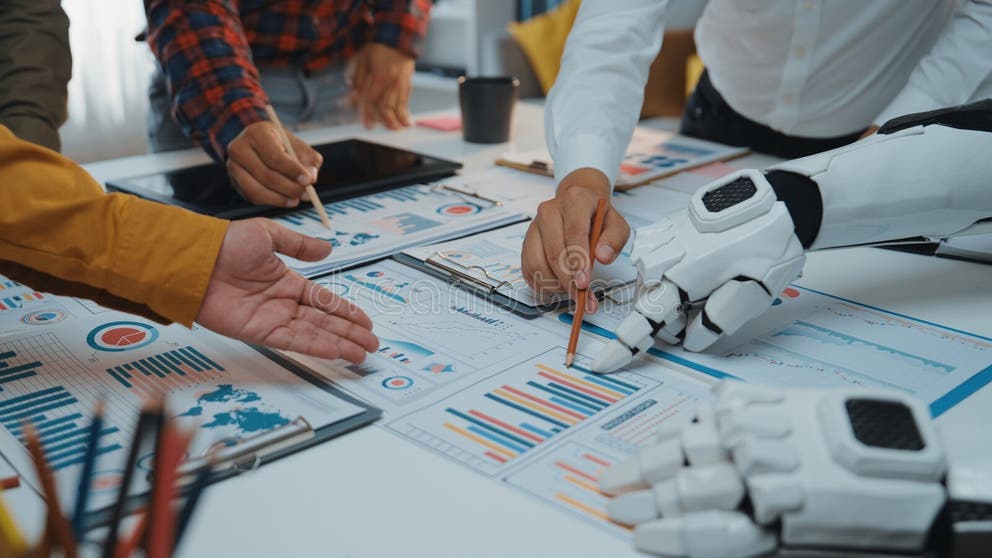 Collaborative Business Meeting with Human and Robot Hands Analyzing ...