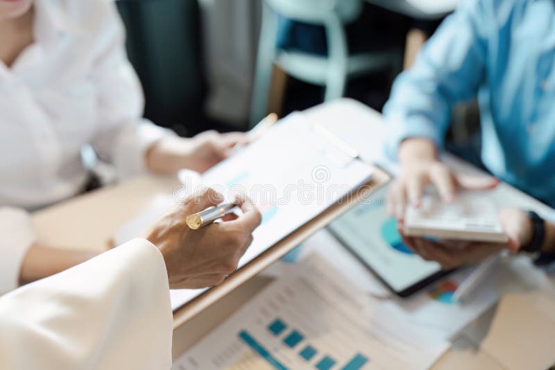 Collaborative Business Meeting with Professionals Analysis Financial ...