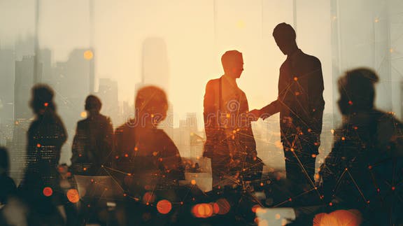 Collaborative Business Silhouette of People Working Together Stock ...