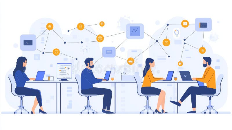 Collaborative Business Team Working on Digital Networking Project Stock ...