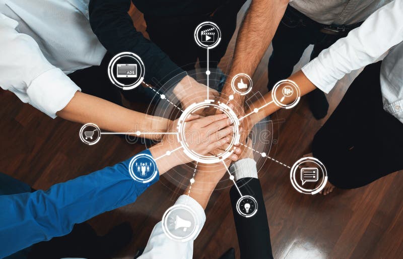 Collaborative Business Teamwork Concept with Diverse Hands in a Circle ...