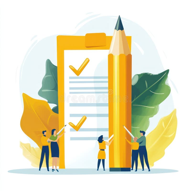 Collaborative Checklist Illustration, Teamwork, Task Completion, and ...