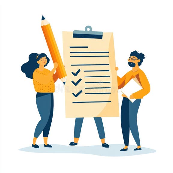 Collaborative Checklist Illustration, Teamwork, Planning, and Organization Concept Stock ...