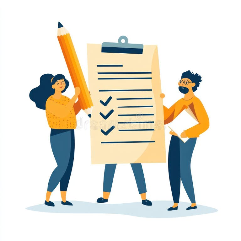 Collaborative Checklist Illustration, Teamwork, Planning, and Organization Concept Stock ...