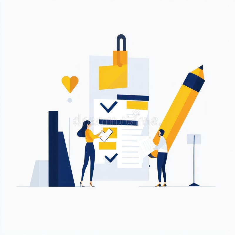 Collaborative Checklist Illustration, Teamwork, Productivity, and ...