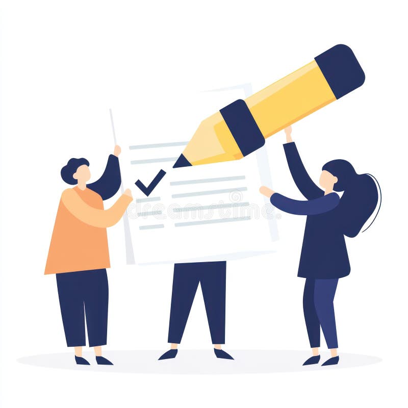 Collaborative Checklist Illustration, Teamwork, Productivity, and Goal ...