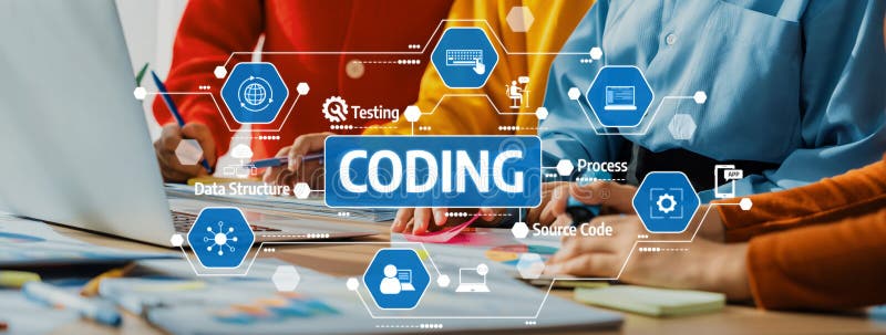 Collaborative Coding Session with Team Members Engaged in Various Programming Tasks and Visuals ...