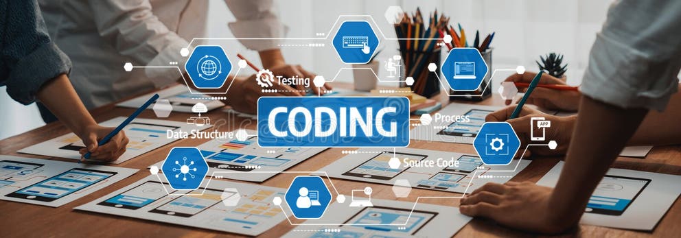 Collaborative Coding Session with Visual Elements, Showcasing Process Diagrams and Project ...