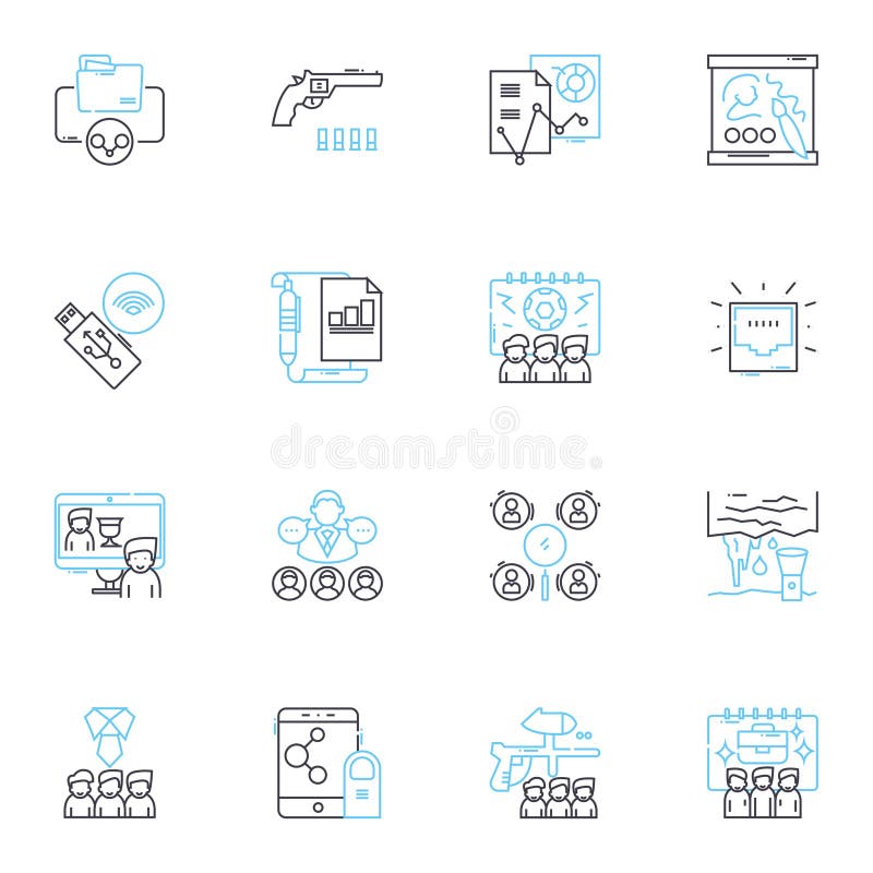 Collaborative Community Linear Icons Set. Unity, Cooperation ...