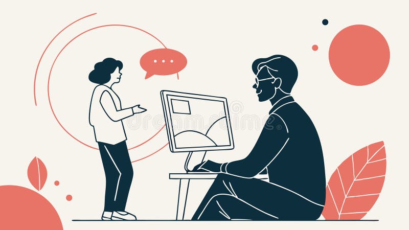 Collaborative Computer Work, Team Meeting Illustration, Vector Design ...