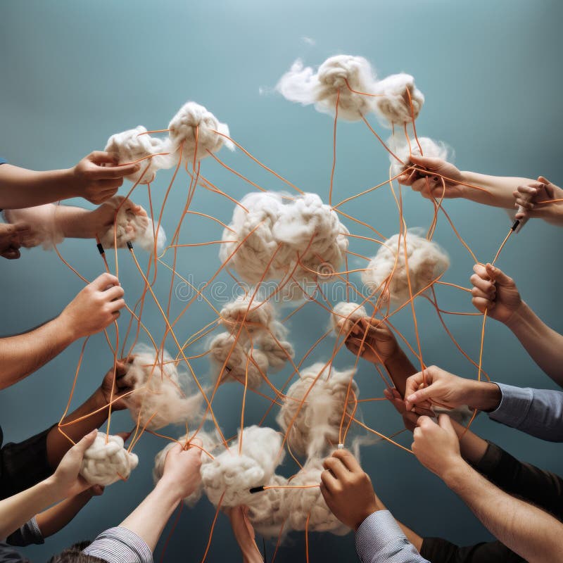 Collaborative Connection: Multiple Human Hands Holding Internet Cable ...