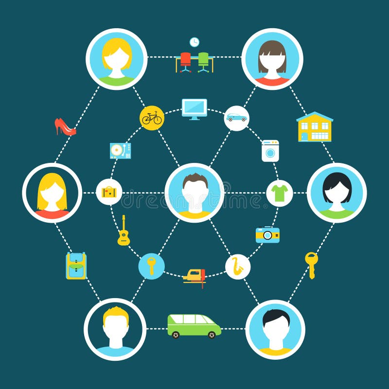 Collaborative Consumption and Shared Economy Concept Illustration Stock ...