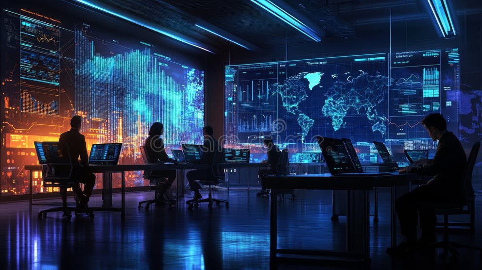 Collaborative Data Science Analysis in Modern Tech Workspace Stock Image - Image of ...