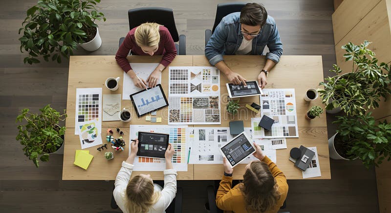 Collaborative Design Team Working on Project with Digital Tablets Stock ...