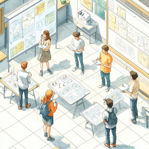 Collaborative Design Thinking Workshop in Session Stock Illustration ...