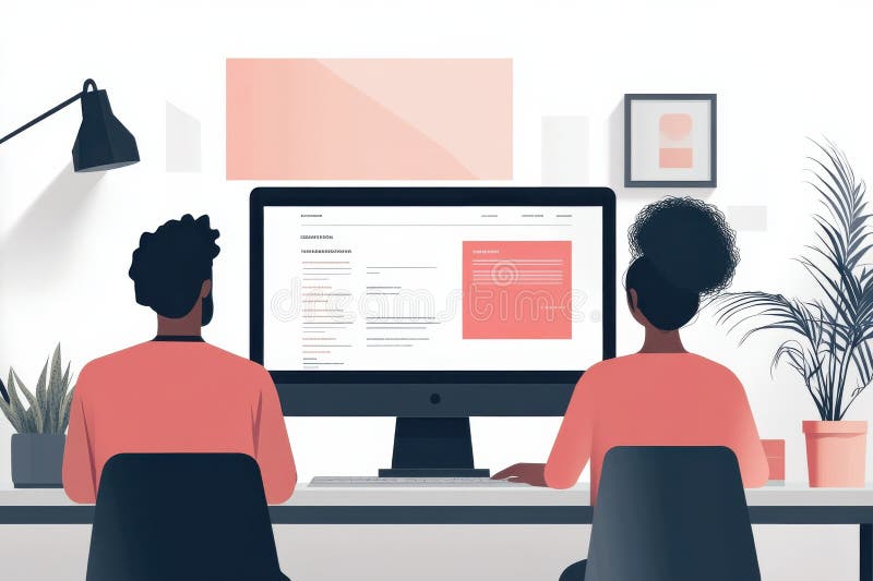 Collaborative Digital Design Session Modern Office Illustration ...