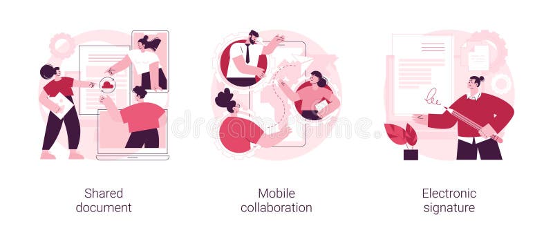 Collaborative Document Abstract Concept Vector Illustrations. Stock ...