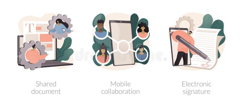 Collaborative Document Abstract Concept Vector Illustrations. Stock Vector - Illustration of ...