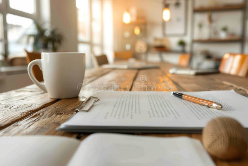 Collaborative Document Review by Business Professionals at Office Table ...