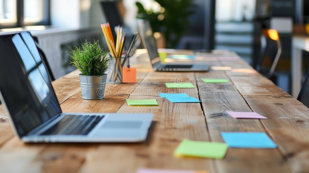 Collaborative Educators Strategizing at a Wooden Table Surrounded by ...