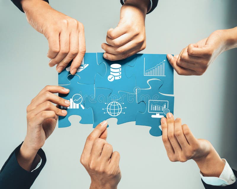 Collaborative Effort in Business Strategy with Hands Assembling Puzzle ...