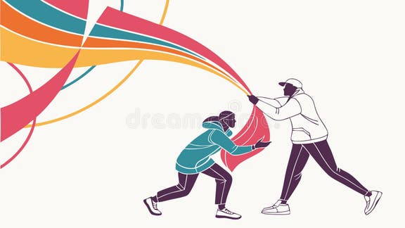 Collaborative Effort Pulling Together, Vector Design Generative AI Stock Vector - Illustration ...