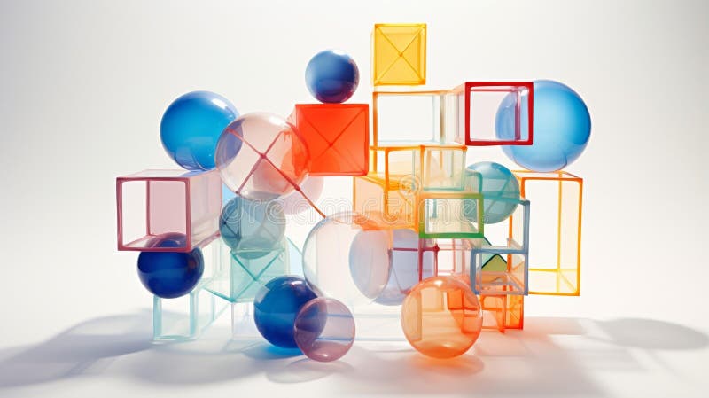 Collaborative Geometric Problem-Solving on White Background Stock ...