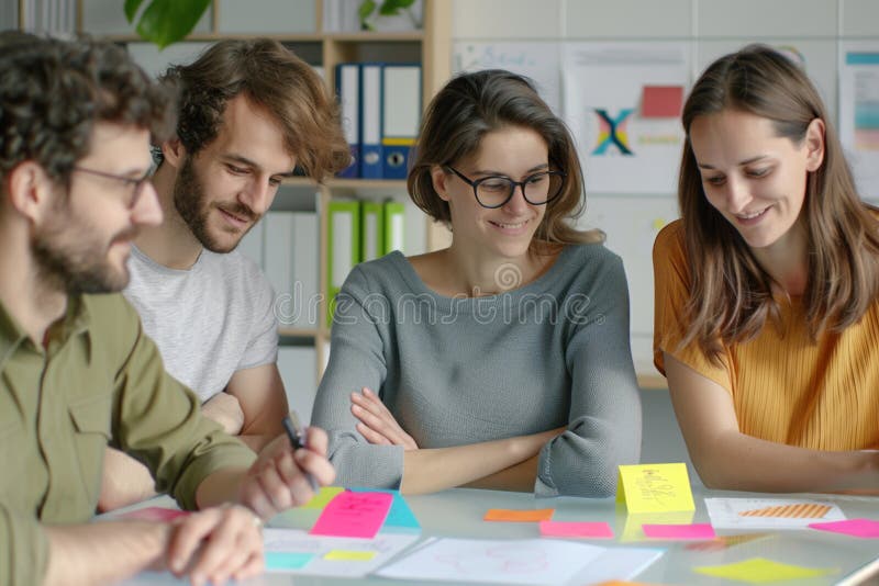 Collaborative Group of Diverse Employees Engaged in Brainstorming Ideas ...