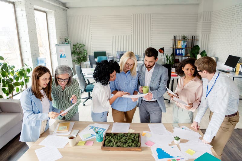 Group Coworkers Engaging Friendly Discussion Modern Office Environment ...